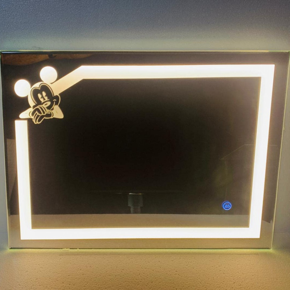 Glass LED Bedroom Mirror with Warm White, Blue & Dual led Lights-Wall ...