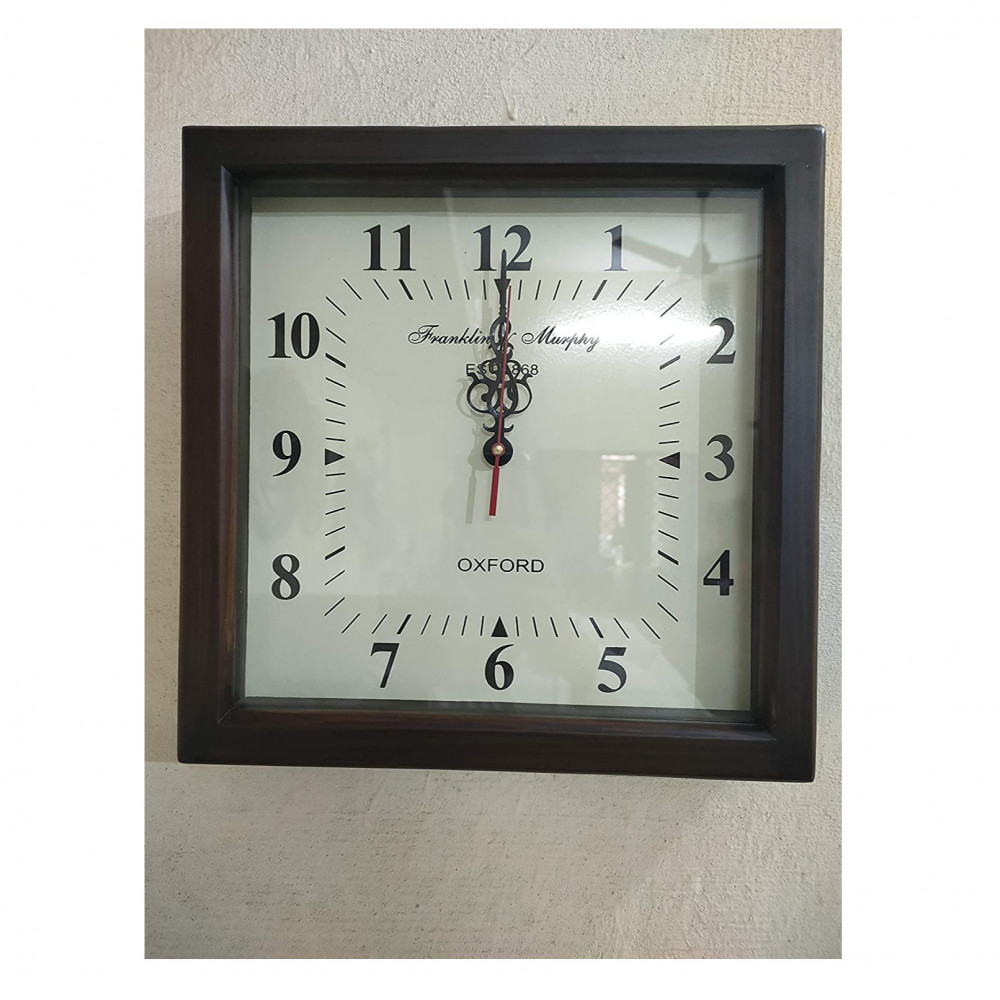 Wooden Wall Clock Square Shape Clock (12 inch)