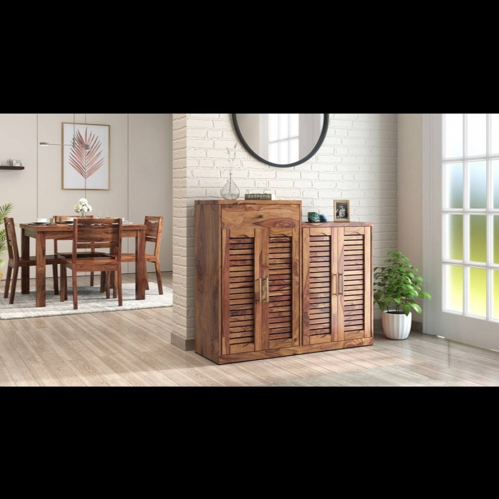 Buy Walter Solid Wood Shoe Rack In Teak Finish online up to 70% off at ...