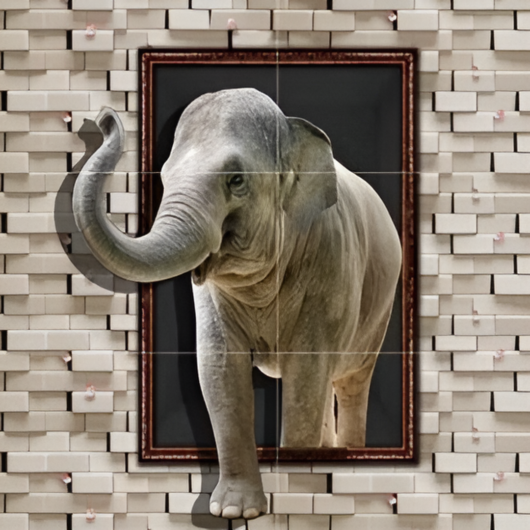 Ceramic 3D Elephant Print Wall Tile